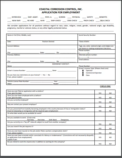 Job Openings at Coastal Corrosion Control
