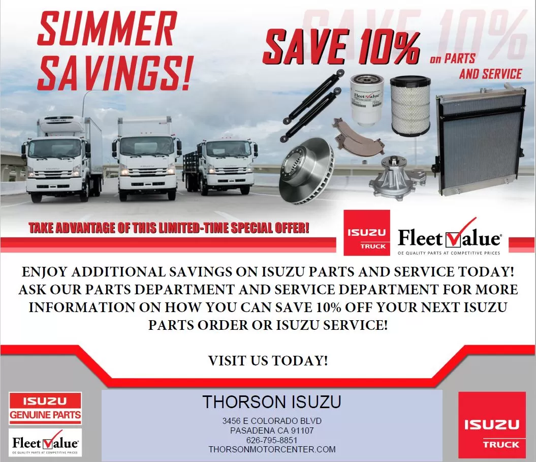 Isuzu Parts & Service Special Offers in California