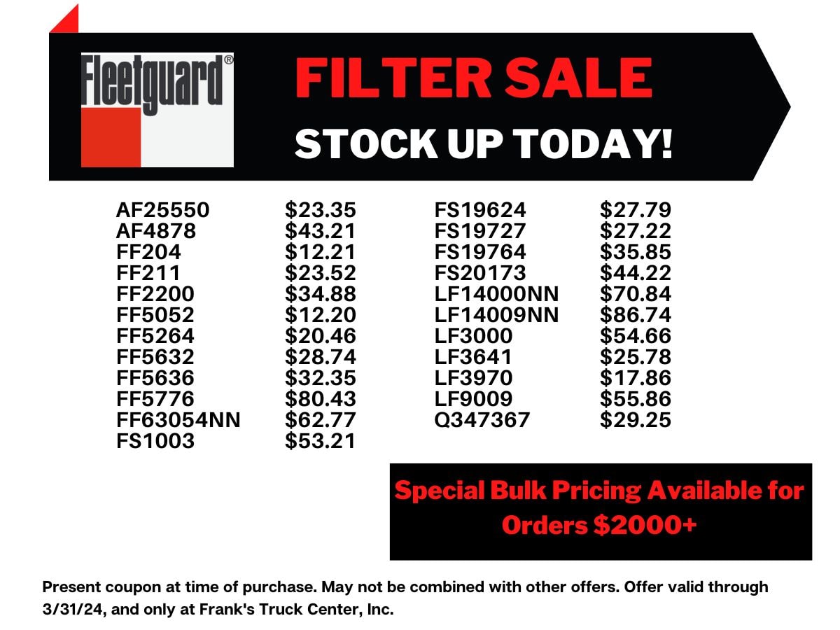 Commercial Truck Parts Specials | Frank's | New Jersey & NY